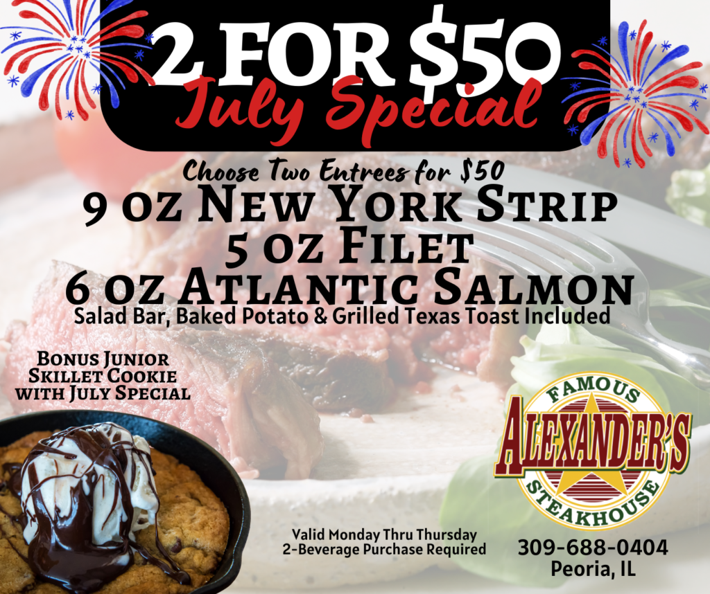 Specials! Discounts! | Alexander’s Steakhouse | IL